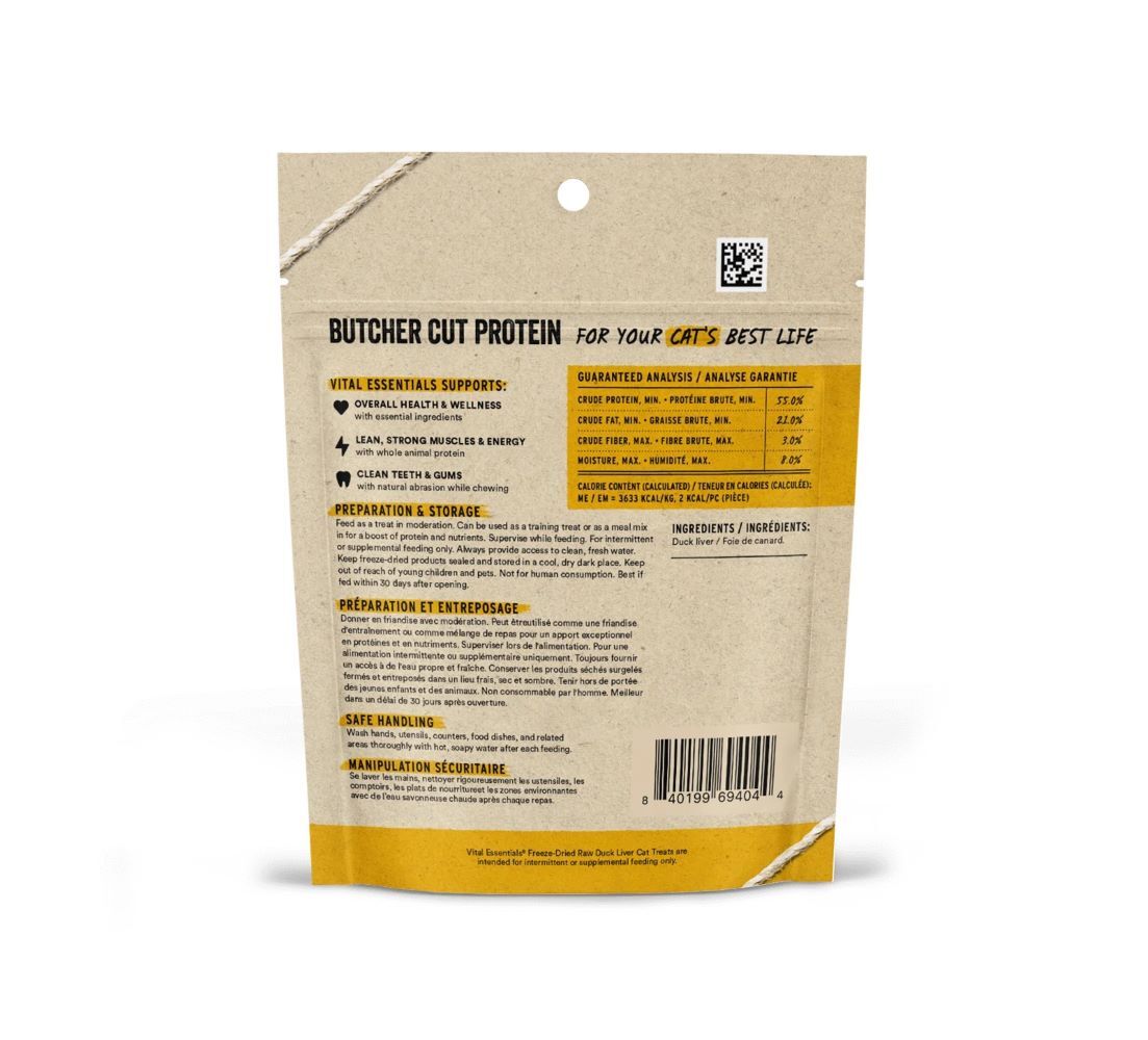 Vital Essentials Freeze-Dried Raw Duck Liver Cat Treats, 0.9-Oz